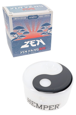 3" Hemper Yin Yang Glass Hand Pipe | SPS Wholesale