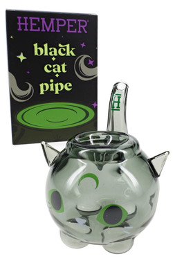 3" Hemper Black Cat Glass Hand Pipe | SPS Wholesale