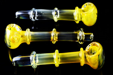 Gold Fumed Long Skeleton Glass Pipe - P784