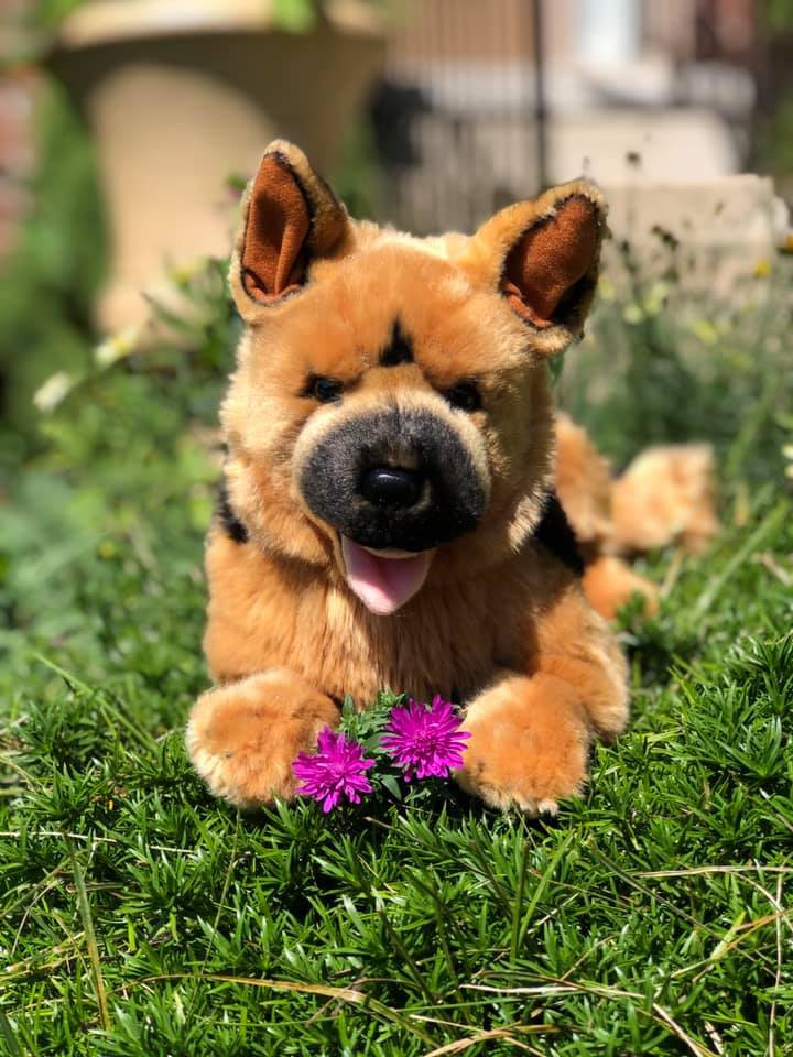 Linda Laying German Shepherd Plush Dog