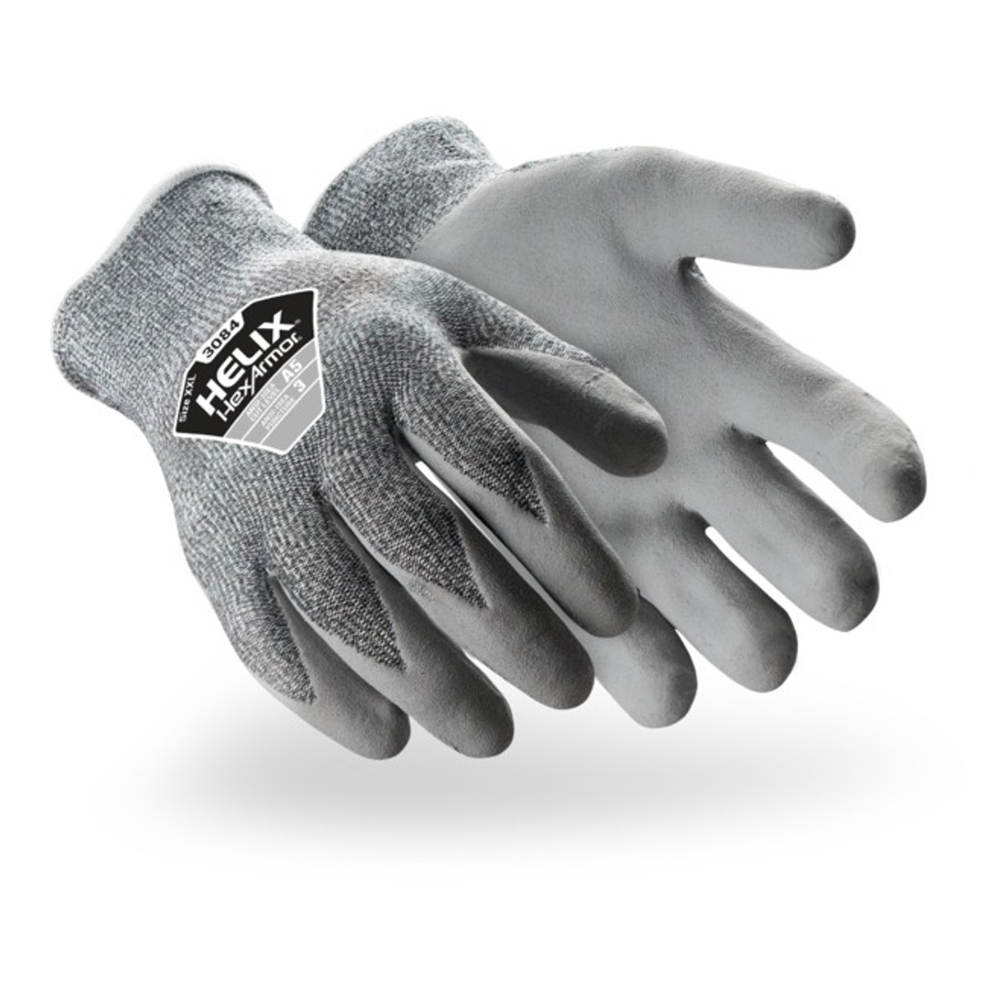 HexArmor 3084 Helix Gray/Green HPPE/Steel A5 Cut Level Cut-Resistant Gloves - Pair | Western ...