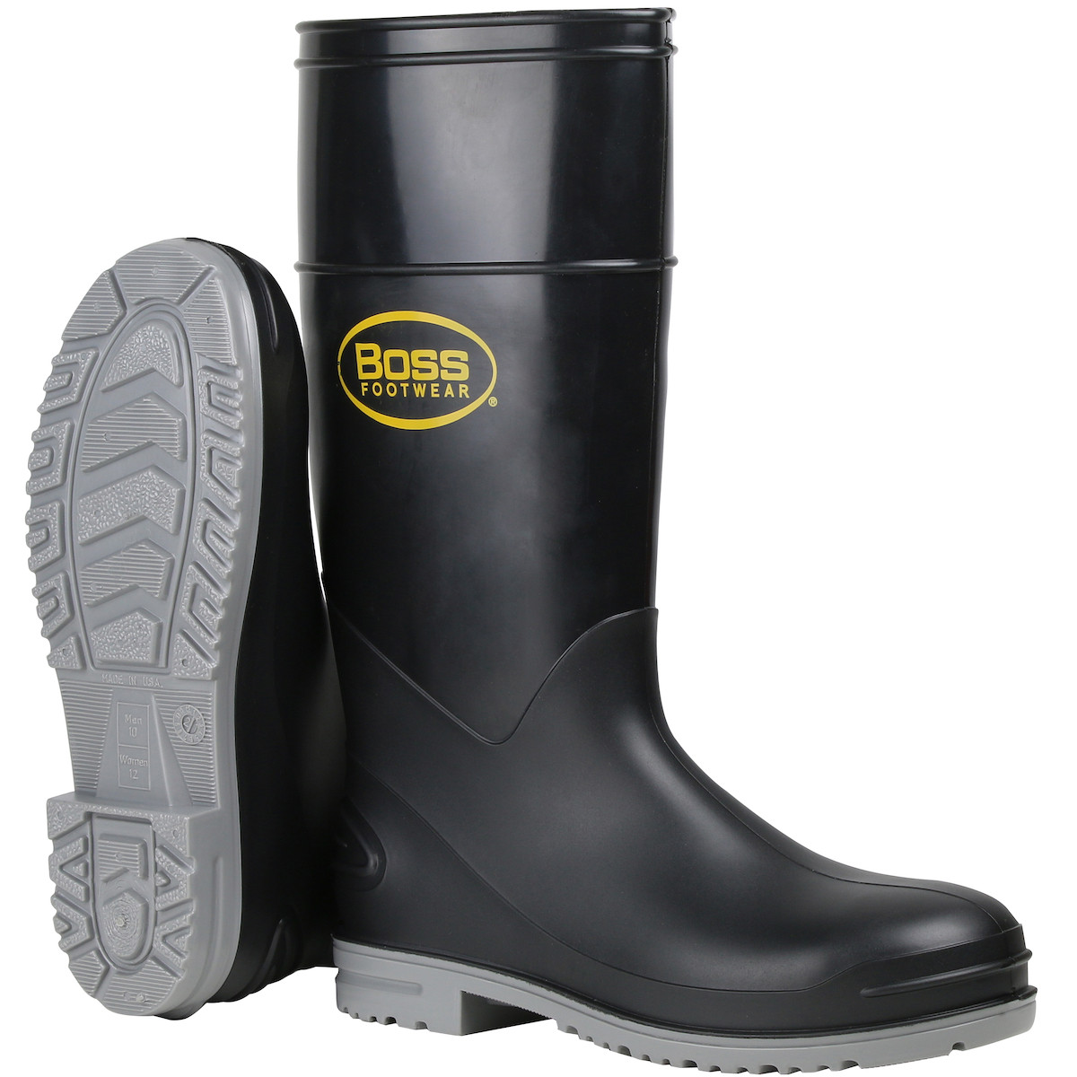 PIP Boss Footwear 383-890 Black Polyblend Slip-On Over-the-Sock Steel ...