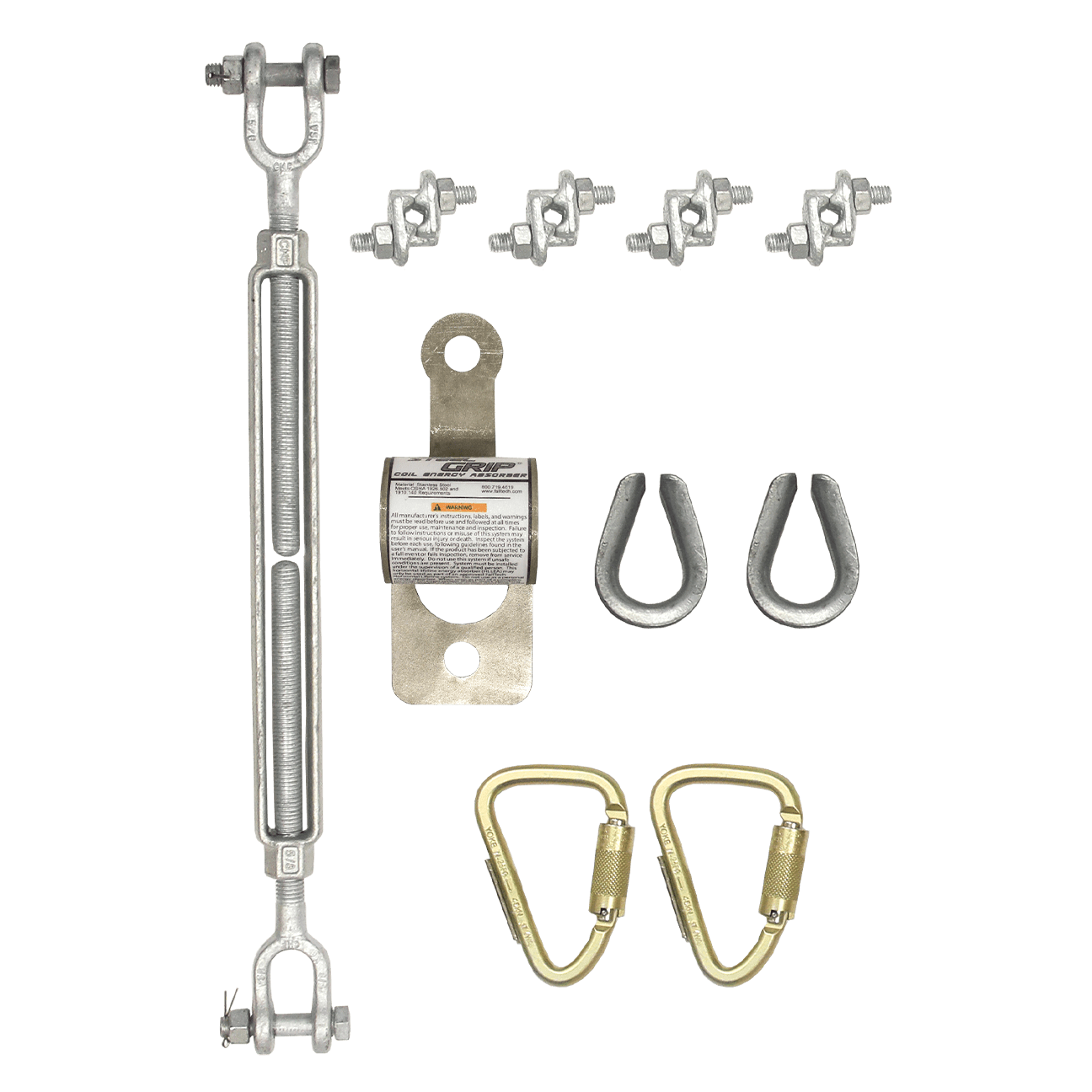 Falltech 62100A Steel Grip Cable Horizontal Lifeline Installation Kit ...
