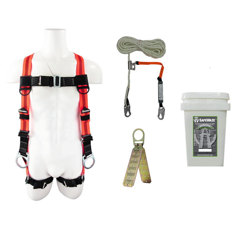 SAFEWAZE 019-3038 Roofing Fall Protection Harness Kit - Western Safety