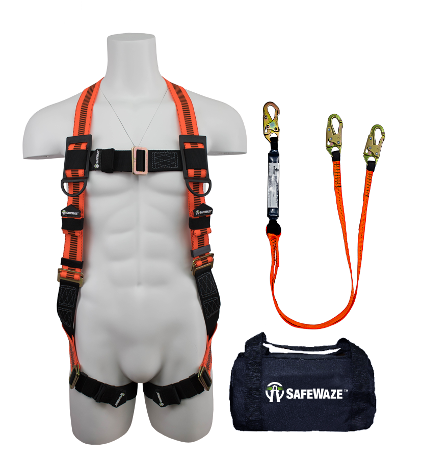 SAFEWAZE V-LINE FS126-E-DL Combo Fall Protection Harness Kit - Western ...