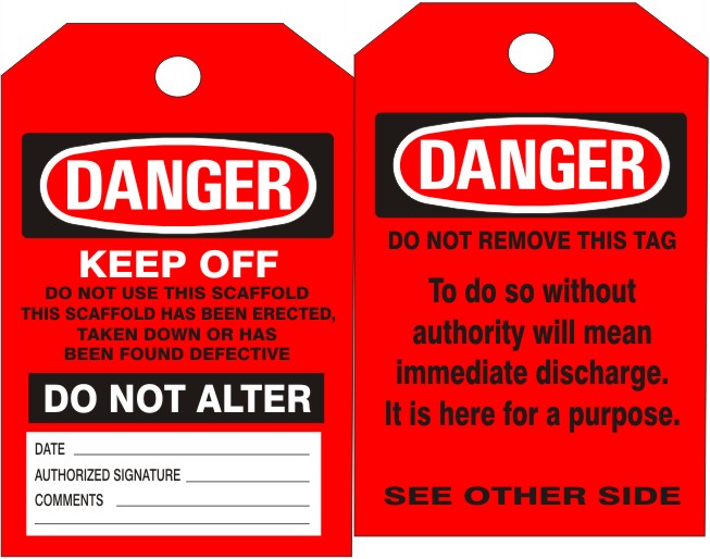 Safehouse Signs VT-714 Scaffold Accident Prevention Tag - Sold By 25 ...