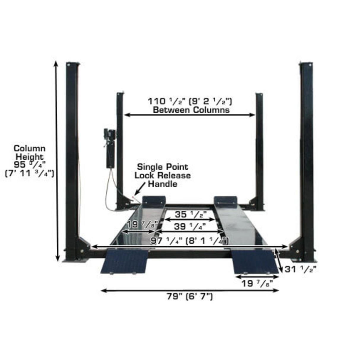 Atlas PRO9000 4 Post Lift + RJ35 Sliding Jacks Combo