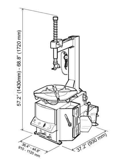 CEMB SM825EVOAIRPA Air Powered Swing Arm Tire Changer with Press Arm