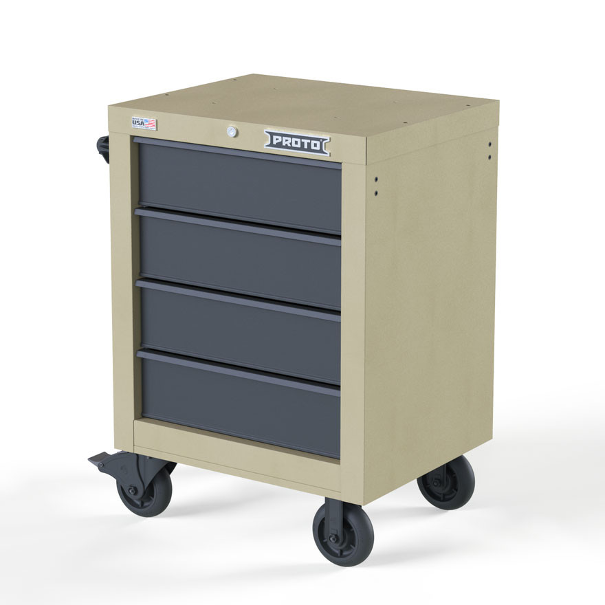 Proto Velocity 27" 4-Drawer Single Bank Roller Cabinet - Desert Tan