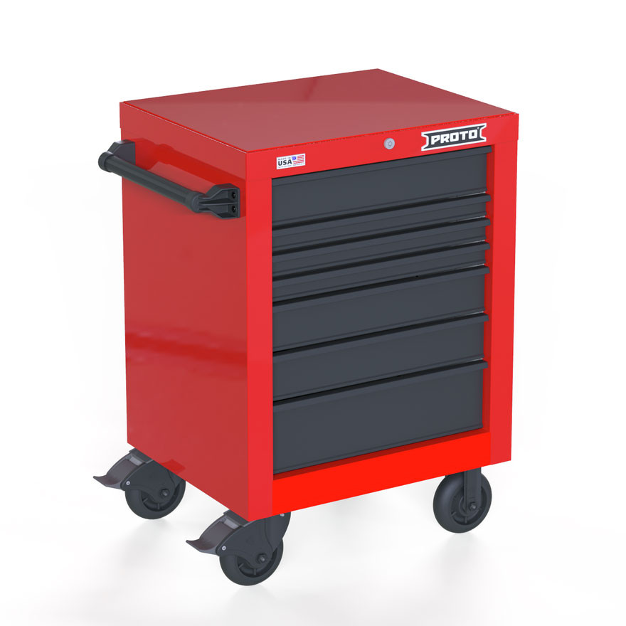 Proto Velocity 27" 7-Drawer Single Bank Roller Cabinet - Red/Gray