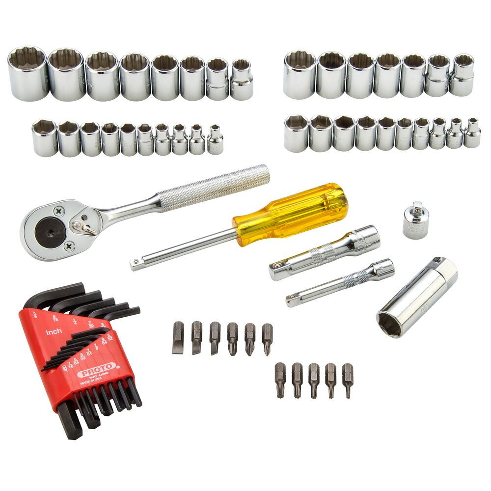 Proto 1/4" & 3/8" Drive 65-Piece Socket Set