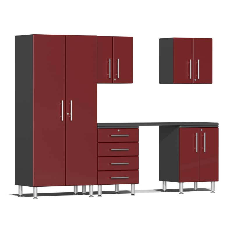 Ulti-MATE Garage 2.0 Series Red Metallic 6-Piece Kit with Workstation