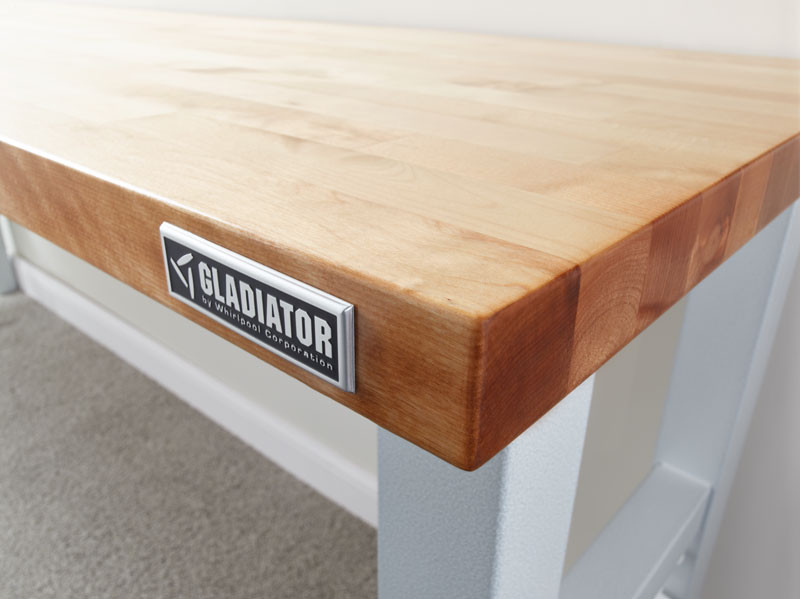 Gladiator Premier White 8 ft Adjustable Height Hardwood Workbench