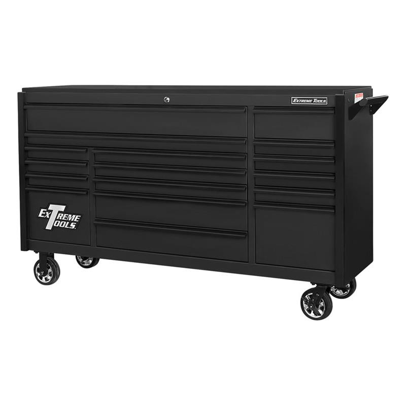 Extreme Tools 72" DX Series 17-Drawer Roller Cabinet - Matte Black w ...