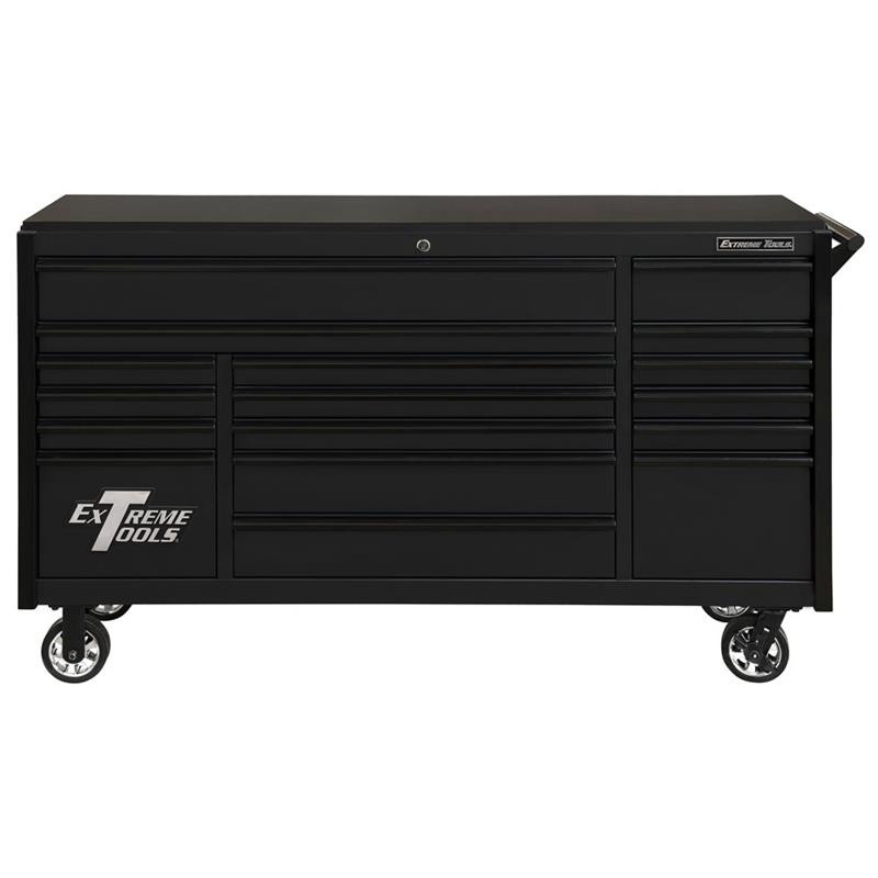 Extreme Tools 72" DX Series 17-Drawer Roller Cabinet - Matte Black w ...