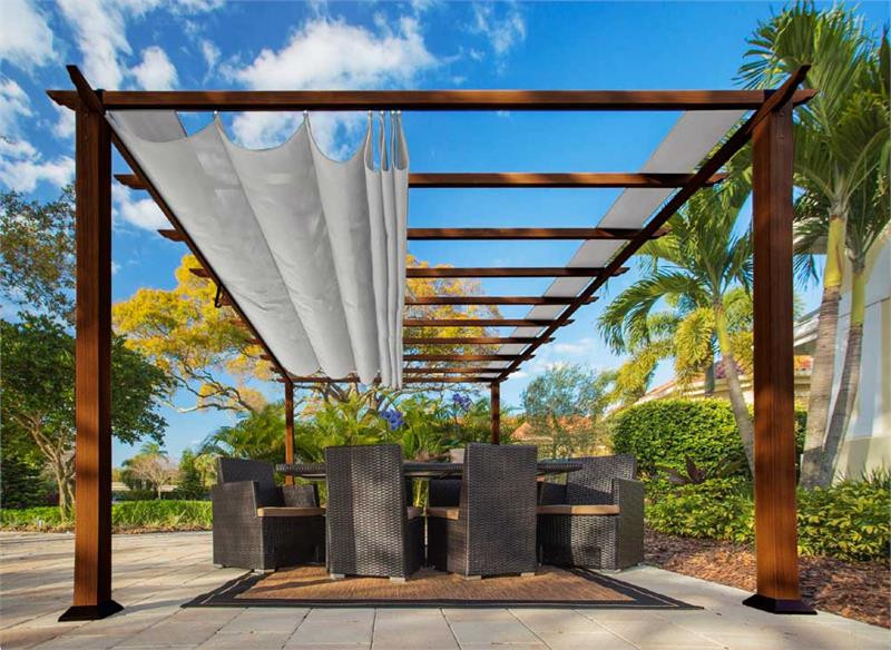Paragon Outdoor Florence 11x16 Aluminum Pergola with Chilean Wood Grain ...