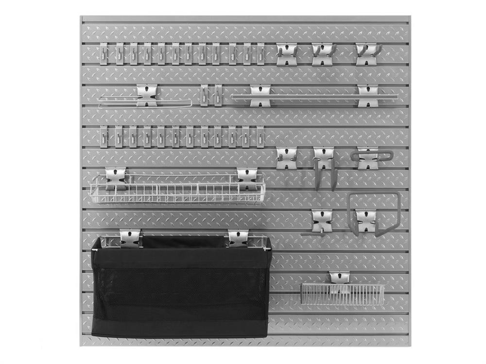 NewAge Pro Series 16 Sq. Ft. Steel Slatwall with 40-Piece Steel ...