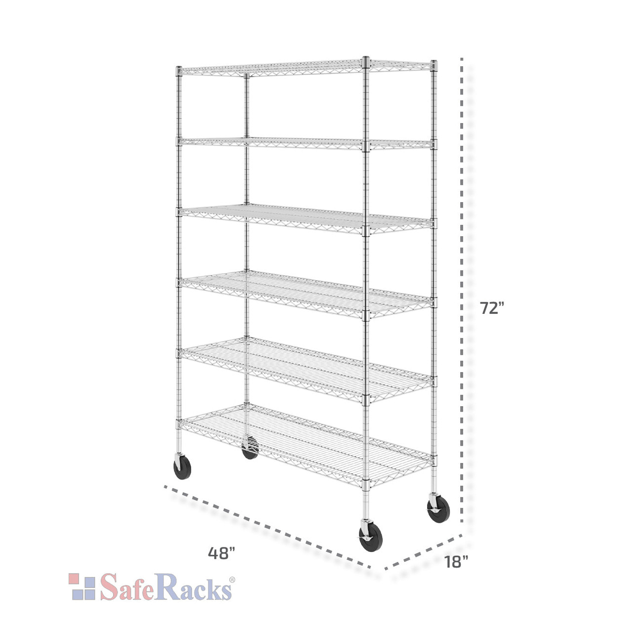 SafeRacks 72"H x 48"W x 18"D 6-Tier NSF Wire Shelving