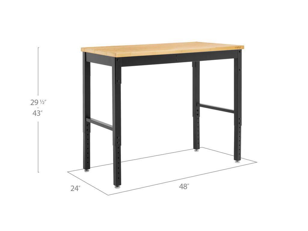 NewAge Pro Series 48" Adjustable Height Bamboo Workbench - Black