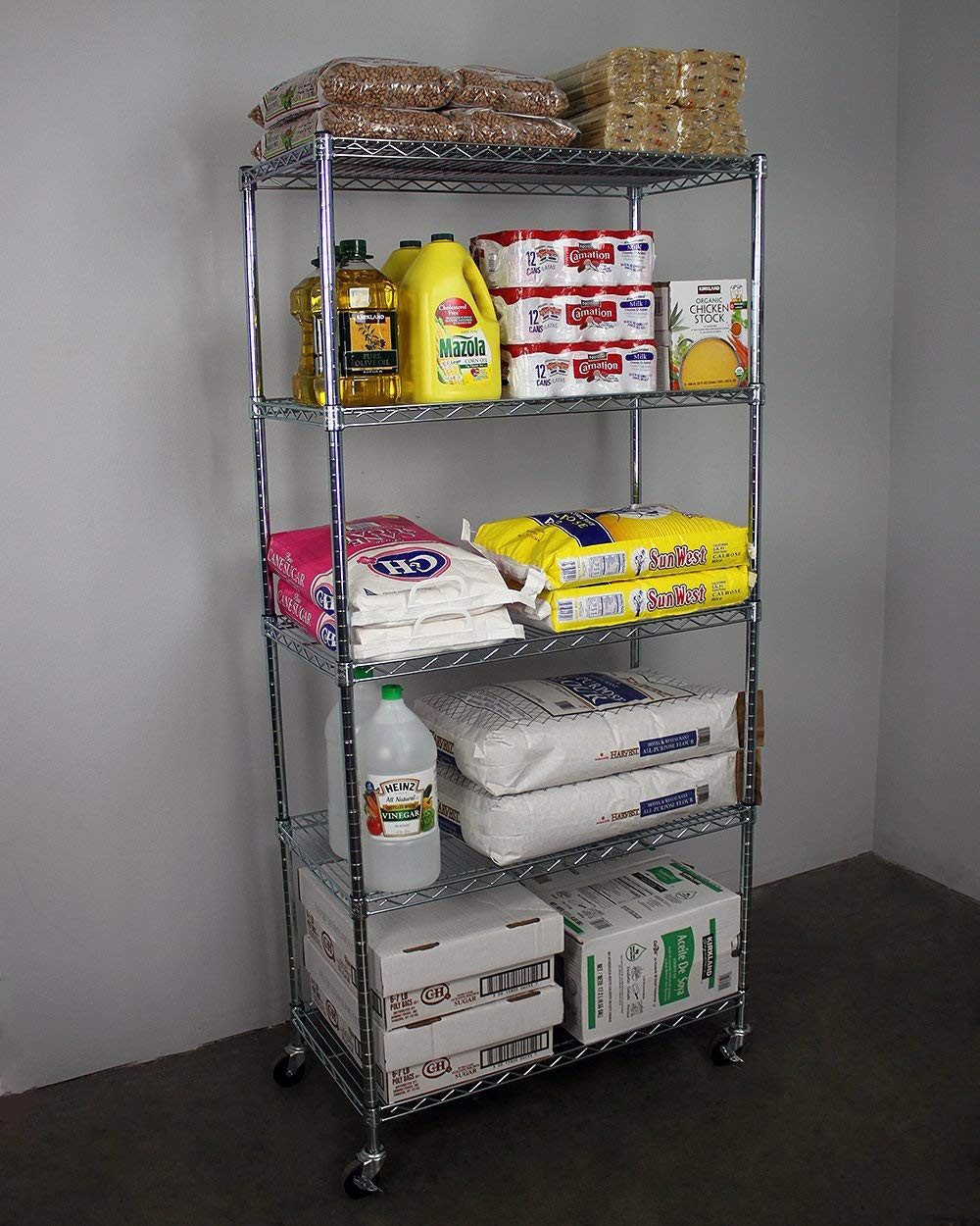 SafeRacks 72"H x 48"W x 18"D 5-Tier NSF Wire Shelving