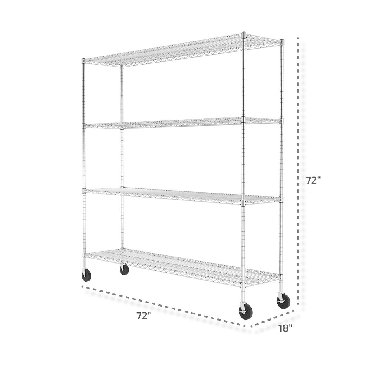 SafeRacks 72"H x 72"W x 18"D 4-Tier NSF Wire Shelving