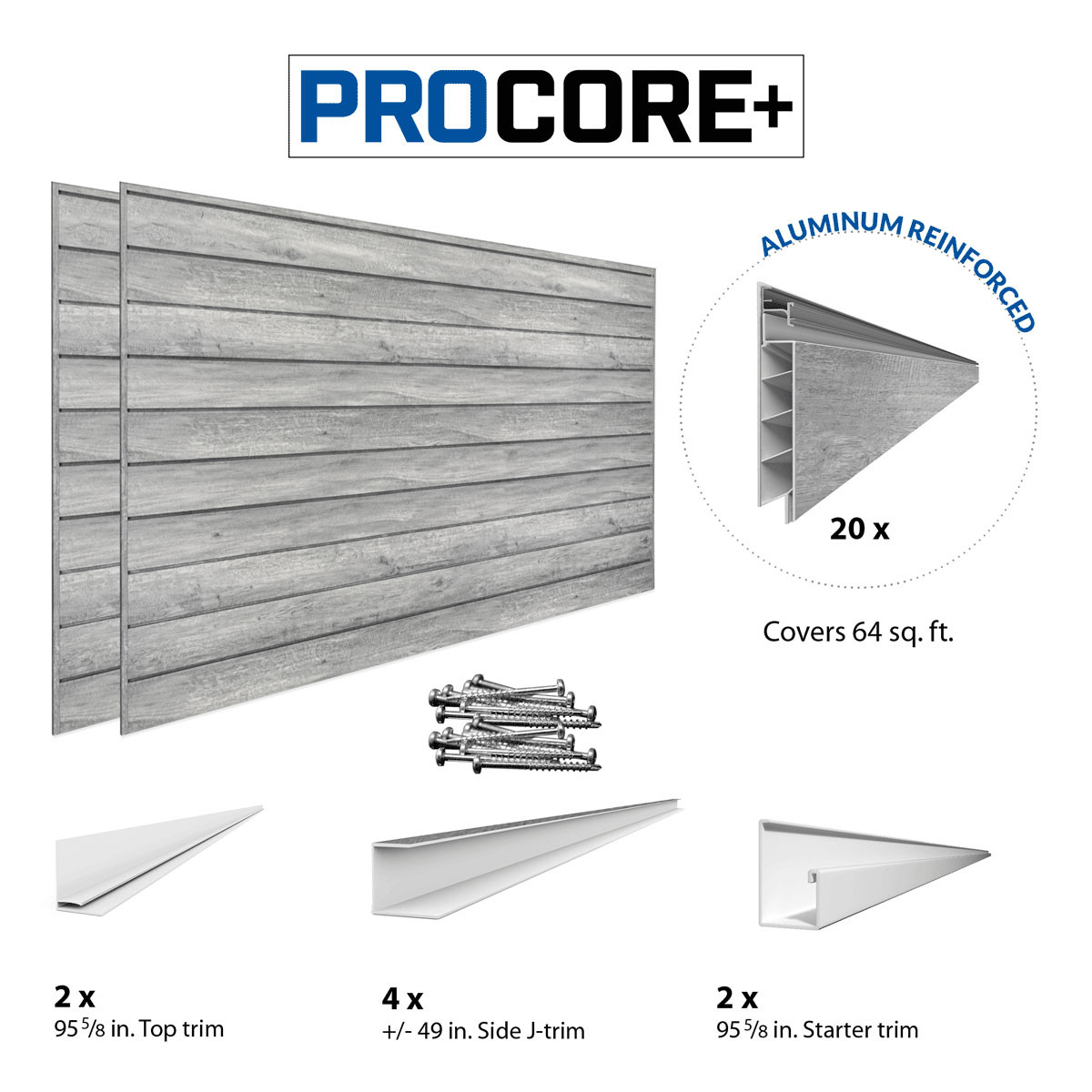 Proslat PROCORE+ Slatwall Ultimate Bundle - Gray Wood