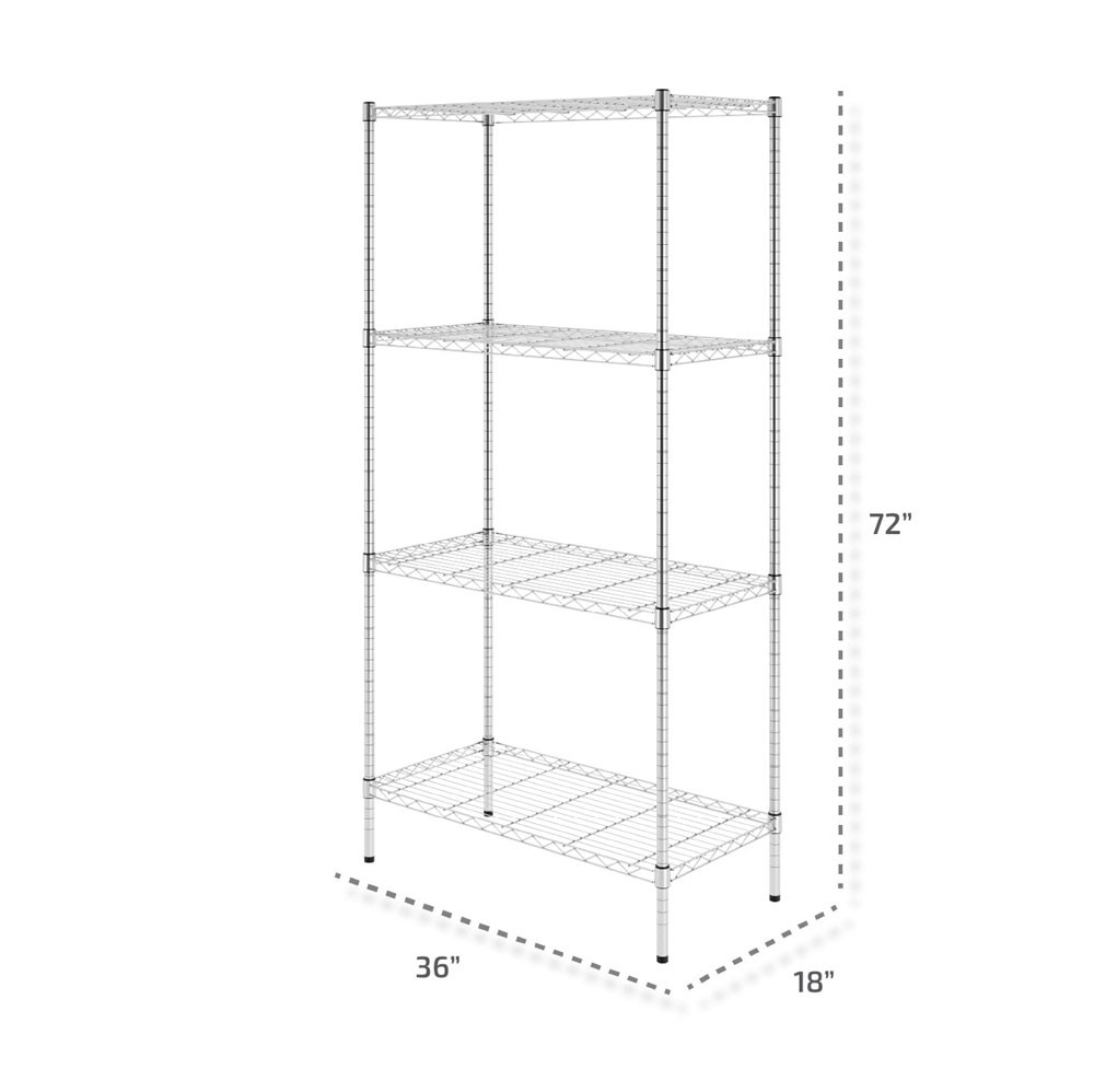 SafeRacks 72"H x 36"W x 18"D 4-Tier NSF Wire Shelving