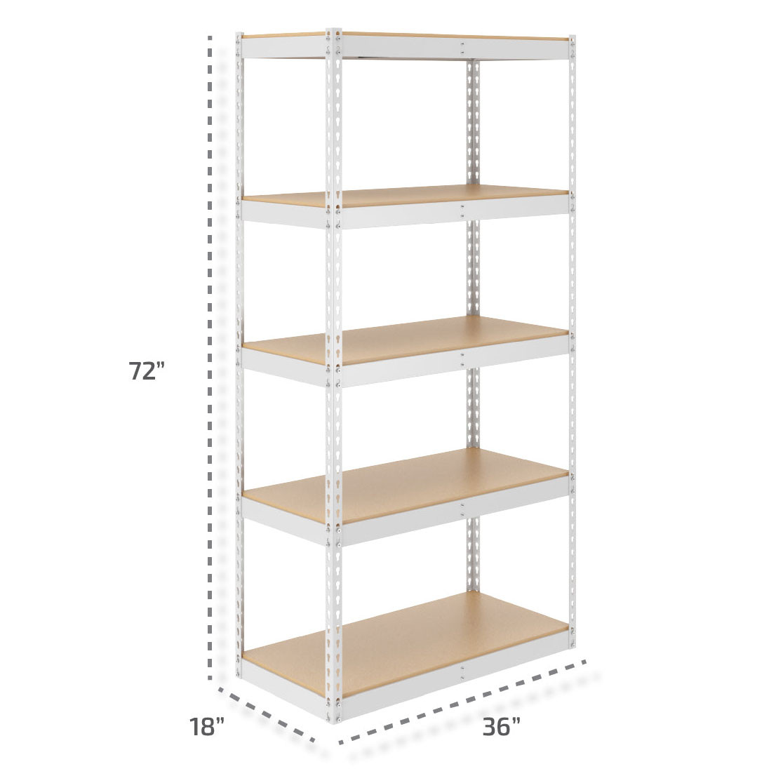 SafeRacks 18" x 36" x 72" Garage Shelving - White