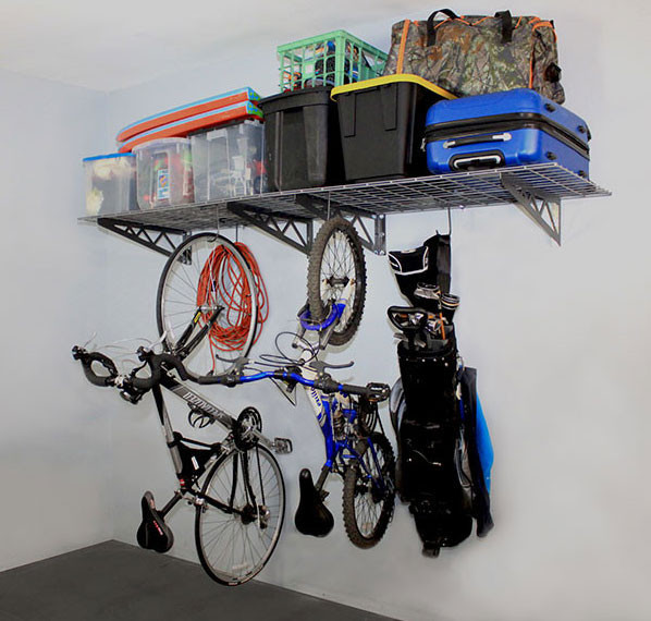 Saferacks 24" x 48" Wall Shelves Combo (4-Pack with Hooks) - Hammertone