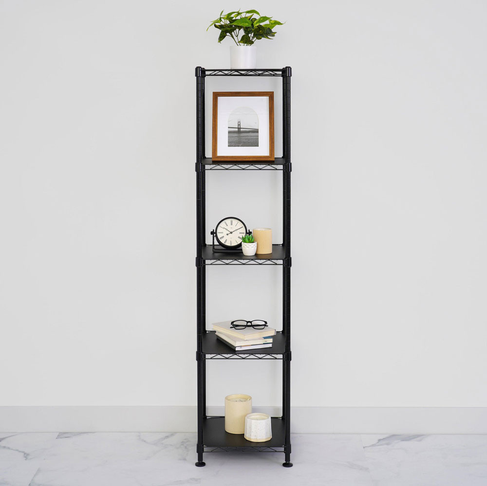 SafeRacks 14" x 14" x 60" 5-Tier Wire Rack - Black