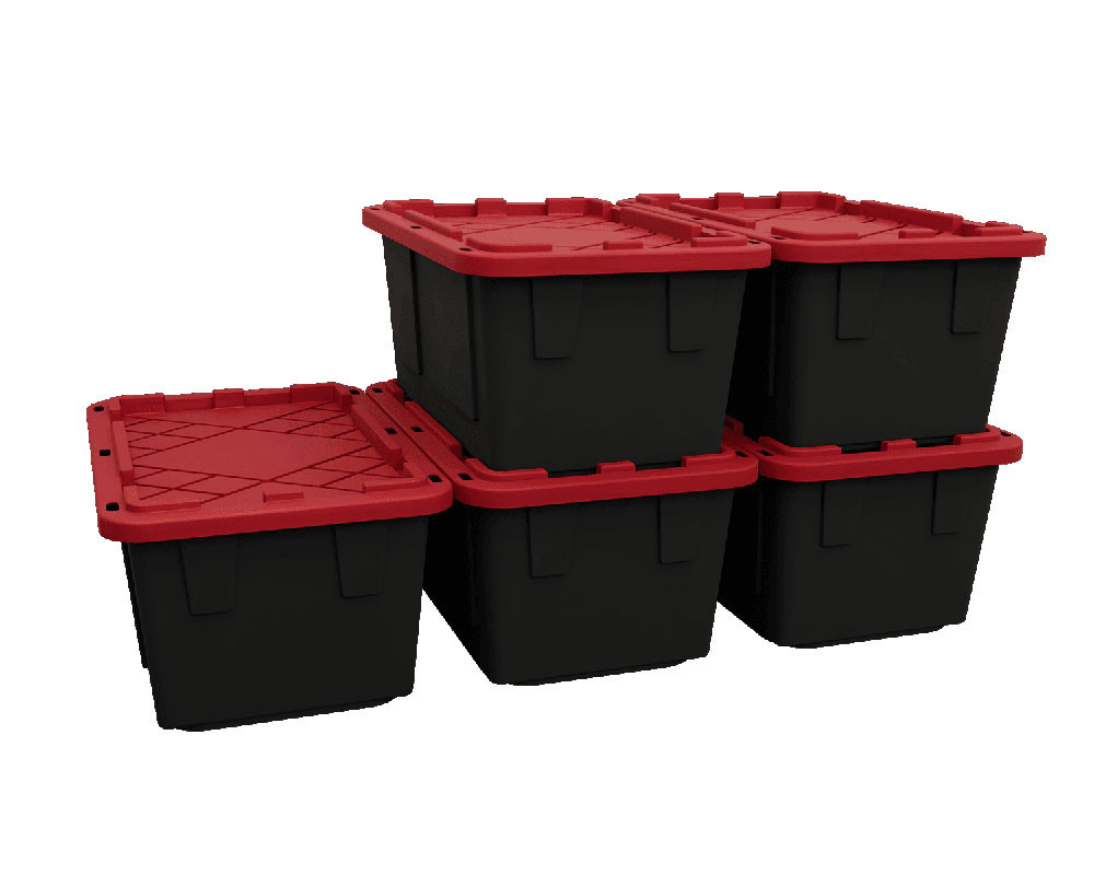 SafeRacks 27 Gallon Storage Bins (Set of 5) - Red