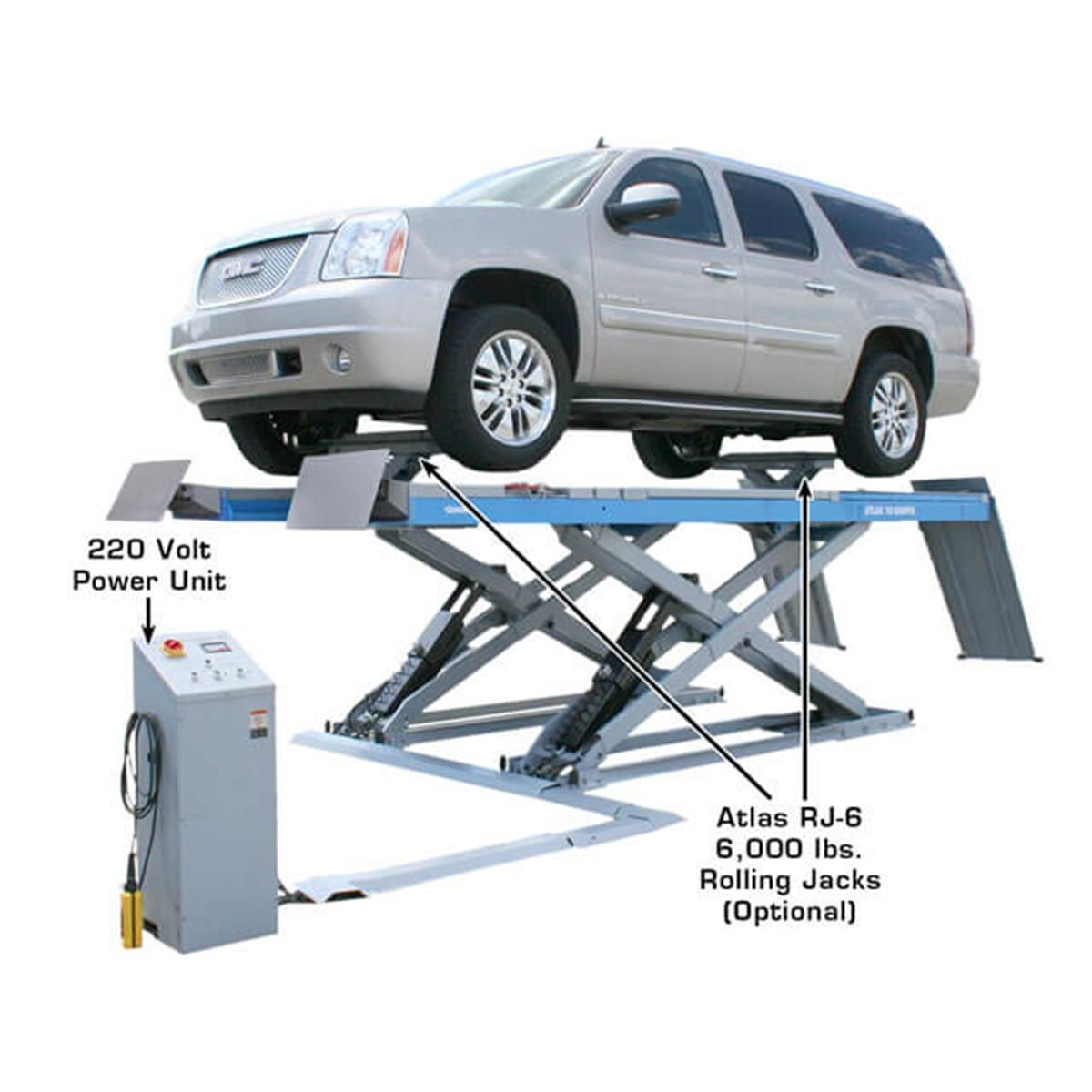Atlas 12AWFSL Alignment Scissor Lift and RJ-6 Rolling Jacks Combo