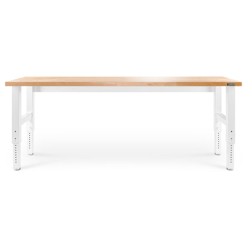 Gladiator Premier White 8 ft Adjustable Height Hardwood Workbench