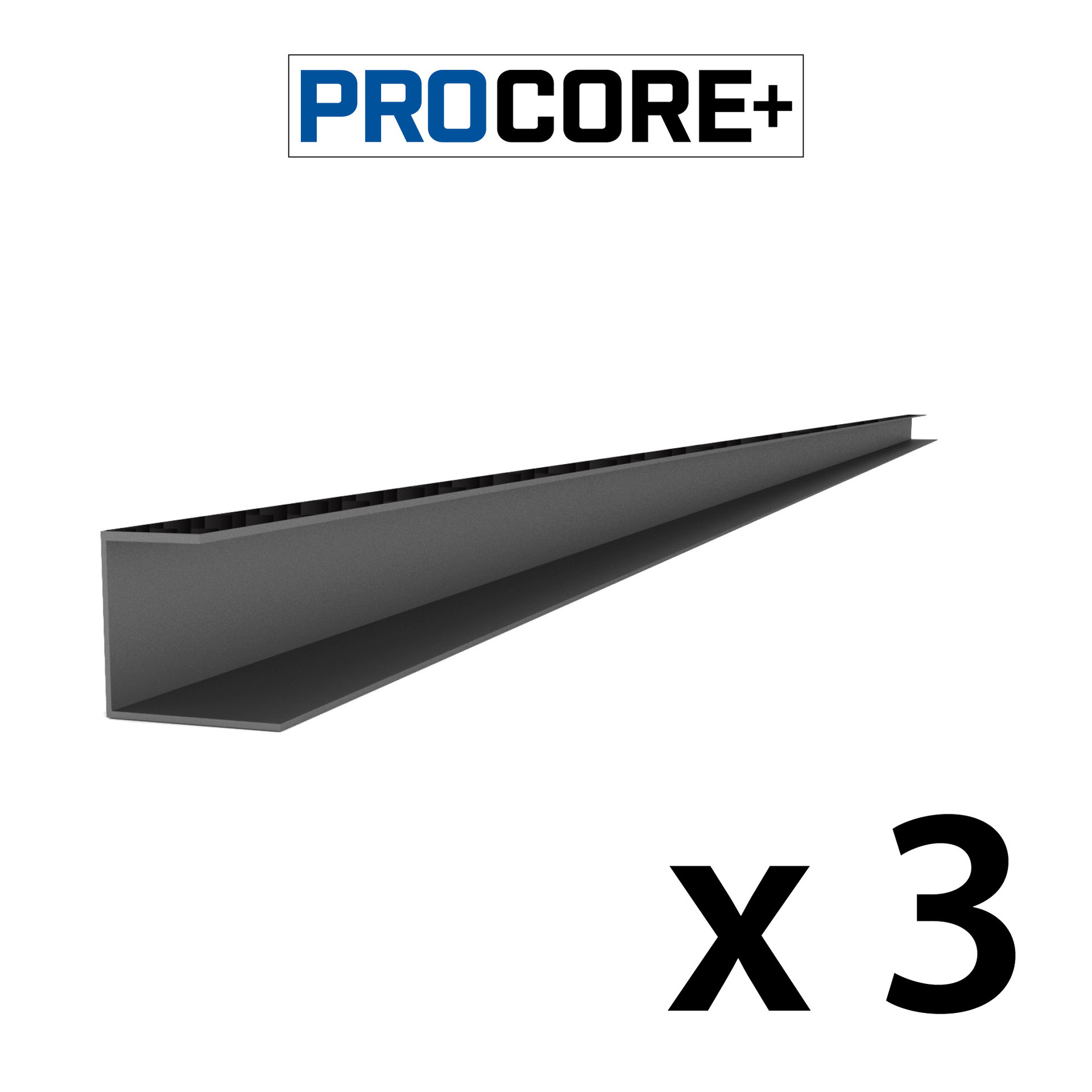 Proslat 8 ft. PROCORE+ Black carbon fiber PVC Side Trim Pack (3-Pack)