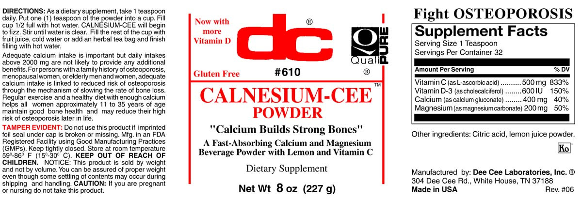 Calnesium-cee Powder Calcium, Magnesium And Vitamin C - Dee Cee Labs