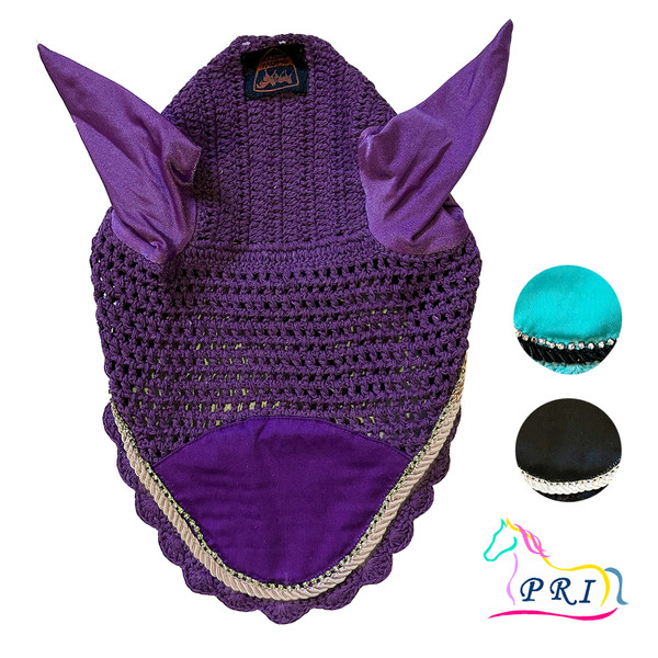 PRI Scalloped Pony Ear Nets With Piping & Rhinestones