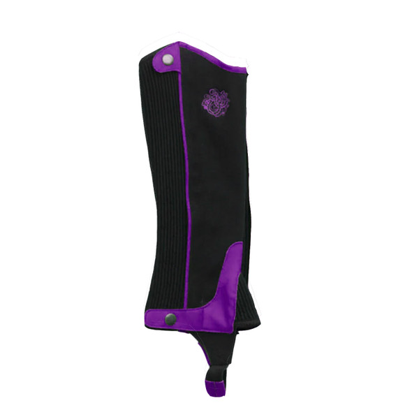 Ovation Childs Horseshoe Half Chaps Black / Wisteria Size A (8-10)