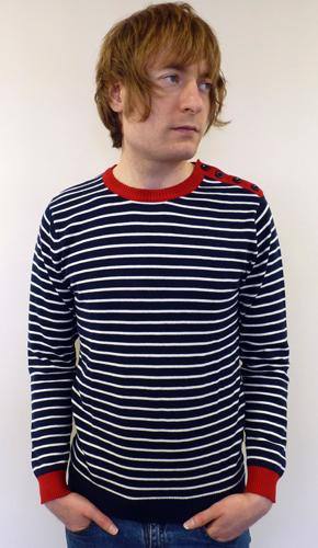 'Breton' MADCAP Mens Retro Mod Stripe Jumper (N)