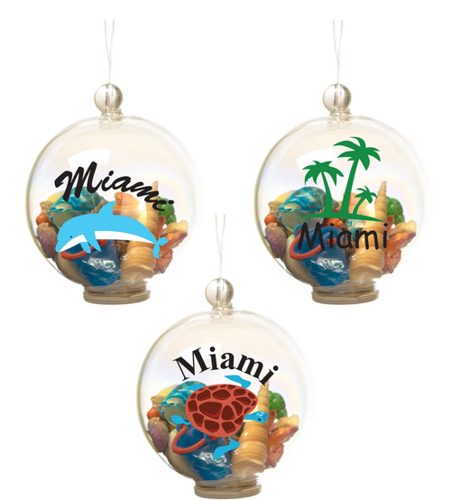 Boxed Bubble Ornament with Shells and Natural Sand MIAMI - Sea Creations