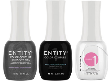 Entity Color Couture Soak Off Gel Base & No Wipe Top & NuBond Trio Set