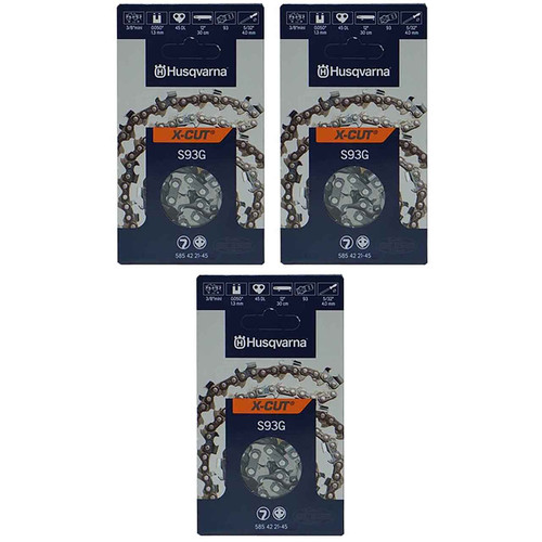 HUSQVARNA Chains - X -CUT S93G ,12"BAR, 45 DRIVE LINKS, .050"GAUGE, 3/8 ...