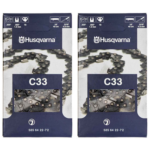 HUSQVARNA Chains - X -CUT C33 ,18"BAR, 72 DRIVE LINKS, .050"GAUGE, .325 ...