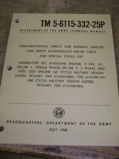 U.S. Military Generator Sets Technical Manual - Billings Army Navy ...