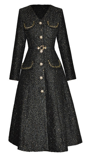 Fitted Tweed Dress Coat - PSfashiontrend