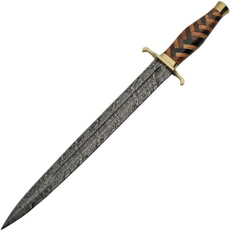 Damascus Braided Handle Short Sword - Ice Imports