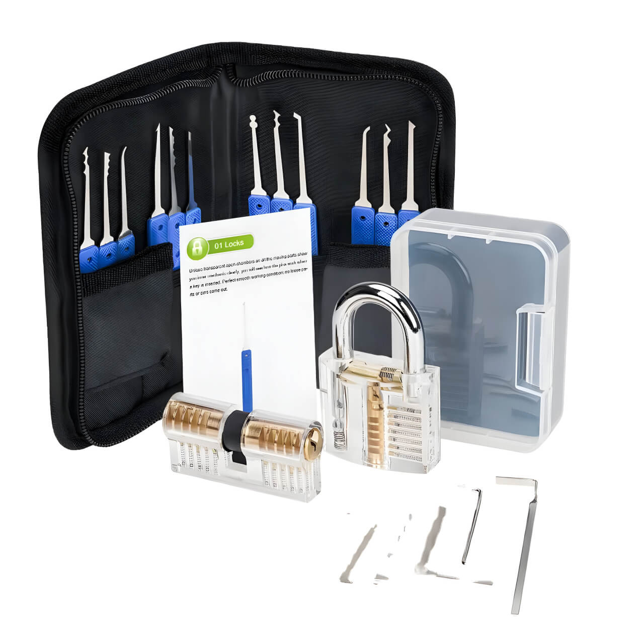 Lock Pick Set with Transparent Locks