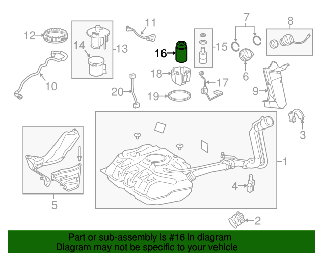 Fuel Pump w/ Fuel Filter - Toyota Prius 2012-2019