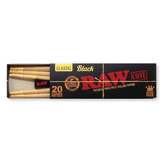 RAW Black Classic Cones King Size 20ct - 12pk - The Cloud Supply
