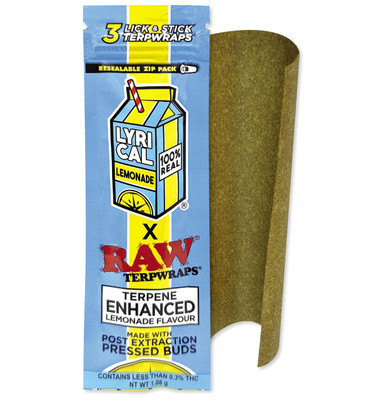 Raw Lyrical Lemonade Terp-Infused Wraps 3ct 20pk - The Cloud Supply