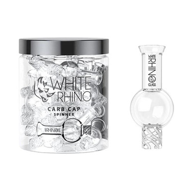 White Rhino Spinner Glass Carb Cap 15ct Jar - The Cloud Supply